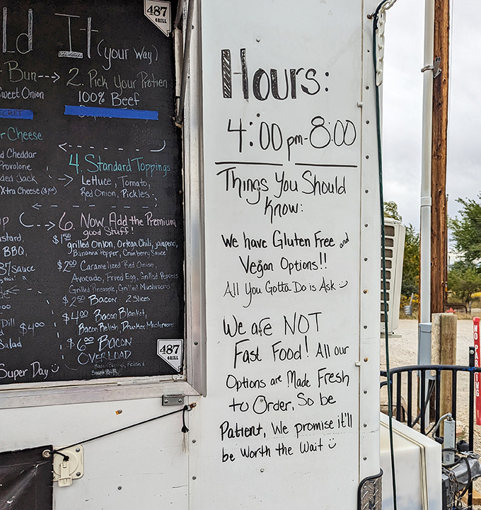 "We are NOT Fast Food!" proclaims the sign. In a world of rushed meals, 487Grill's patient craftsmanship is a delicious rebellion.