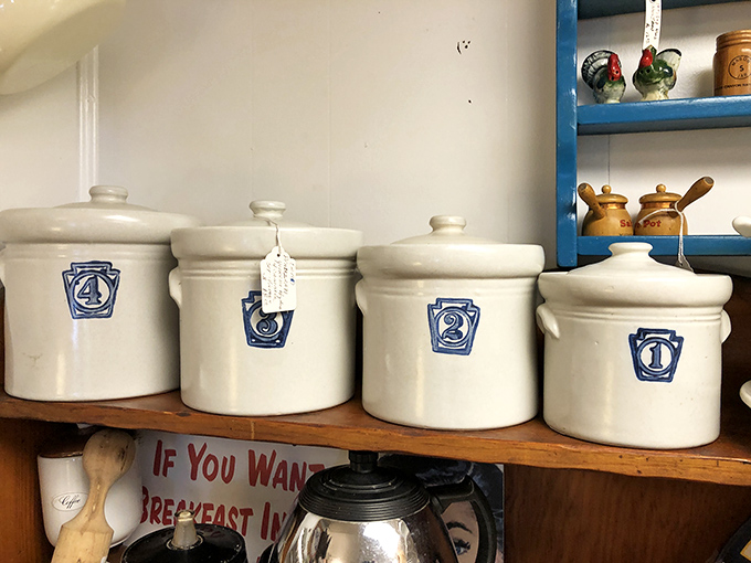 Before there were color-coded plastic containers, these numbered stoneware canisters kept kitchens organized with a timeless charm no Amazon purchase can match.