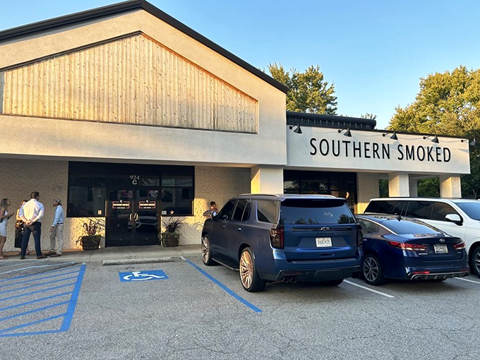 Southern Smoked's modern exterior might seem understated, but inside awaits Cork & Cleaver's smoky steak revolution.
