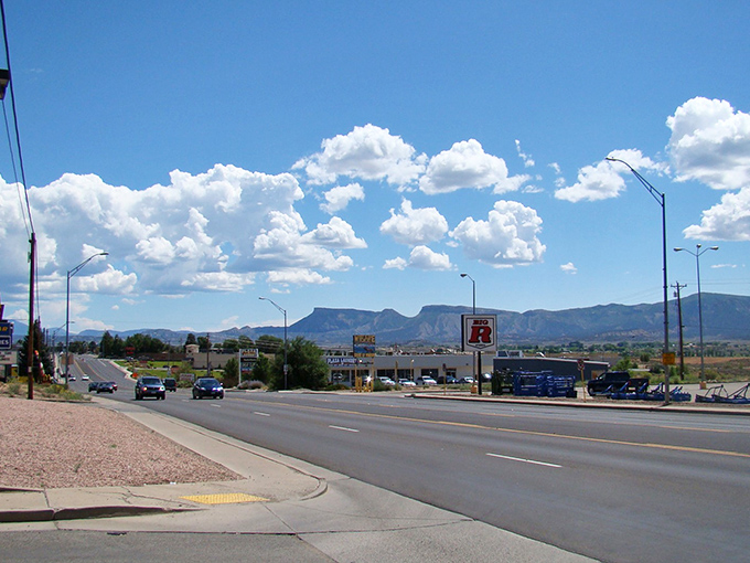 Cortez's wide main street and mountain backdrop create a postcard-perfect scene that's surprisingly affordable for retirees.