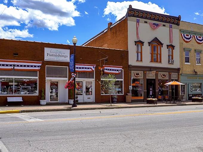 Corydon's brick-paved main street has probably seen more history than a Ken Burns documentary. Cars may have changed, but the charm remains timeless!