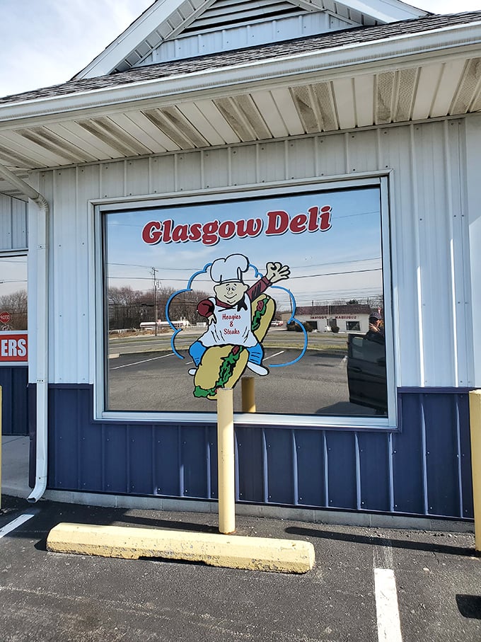 Glasgow Deli's whimsical sandwich-riding chef mascot promises fun between two slices of bread at this roadside favorite.