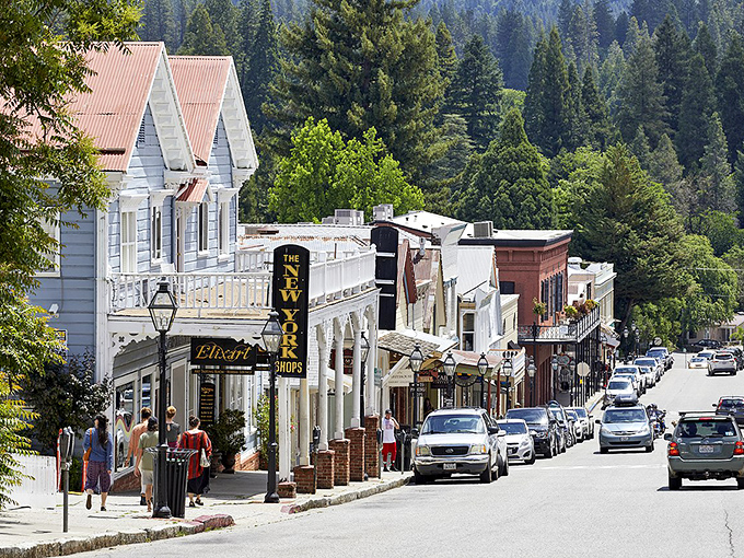 Nevada City's Victorian main street looks like a movie set waiting for action.