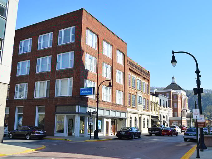 Historic brick buildings stand tall, proving that good architecture never goes out of style.