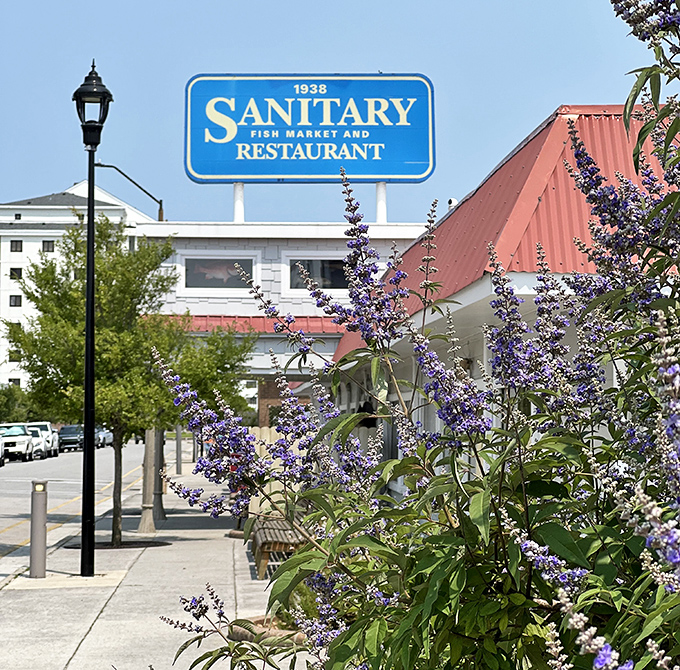 The iconic blue Sanitary sign has been pointing hungry folks toward seafood happiness since your grandparents were dating.