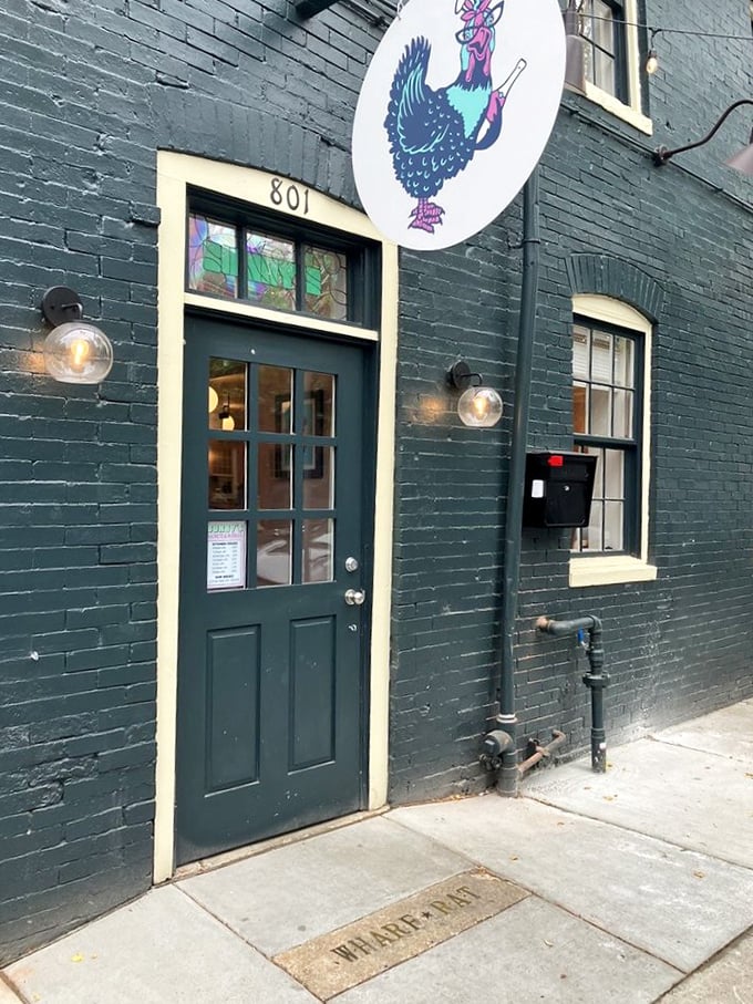 Dark blue walls and whimsical signage create the perfect backdrop for seriously good comfort food adventures.