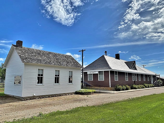 Historic buildings in De Smet preserve Laura Ingalls Wilder's pioneer legacy, offering visitors a genuine glimpse into frontier life on the prairie.