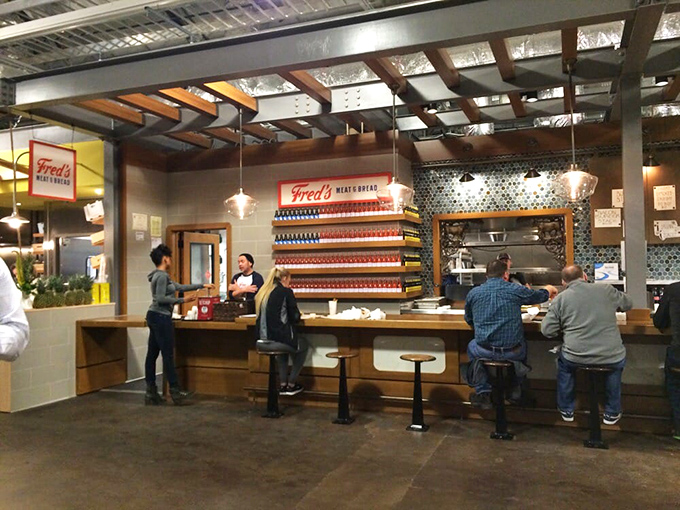 Fred's sleek counter setup lets you watch sandwich artistry unfold right before your very eyes.