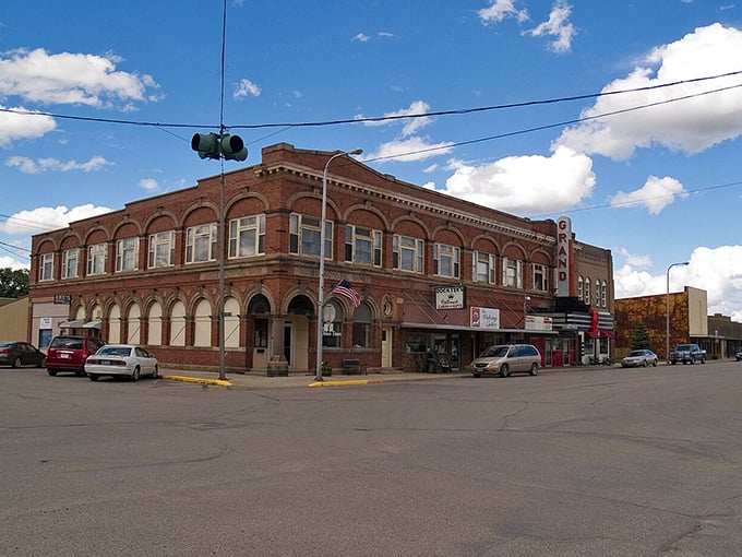 The impressive brick buildings of downtown Oakes stand as solid as the housing values in this affordable community.