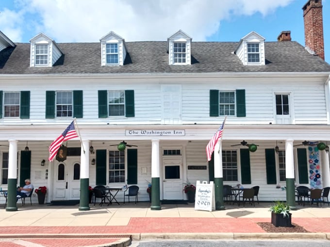 The Washington Inn stands as Princess Anne's grand dame, welcoming visitors with colonial grace and Eastern Shore hospitality.