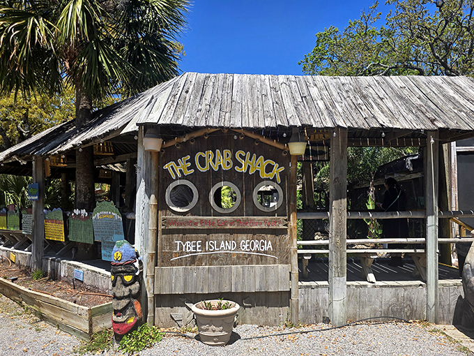 Weathered wood and porthole windows give this Tybee Island treasure the perfect "shipwrecked but serving seafood" vibe.