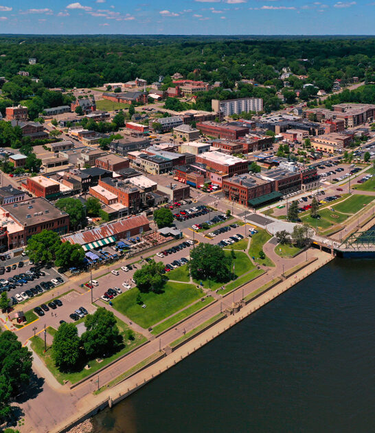 downtown stillwater from the air