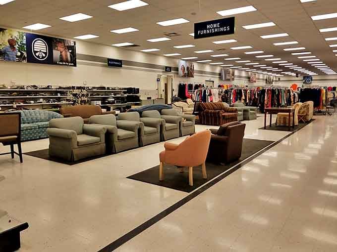 The furniture section at Deseret Industries offers a treasure trove of sofas, chairs, and accent pieces waiting for their second chance at home.