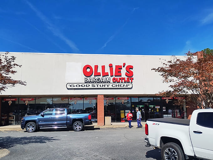 The iconic red and tan facade of Grocery Outlet stands like a beacon of hope for budget-conscious shoppers across Boise.