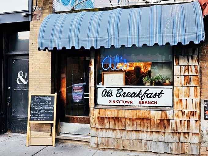 The unassuming exterior of Al's Breakfast might make you walk right past, but locals know this blue-awninged sliver of Dinkytown hides breakfast gold.