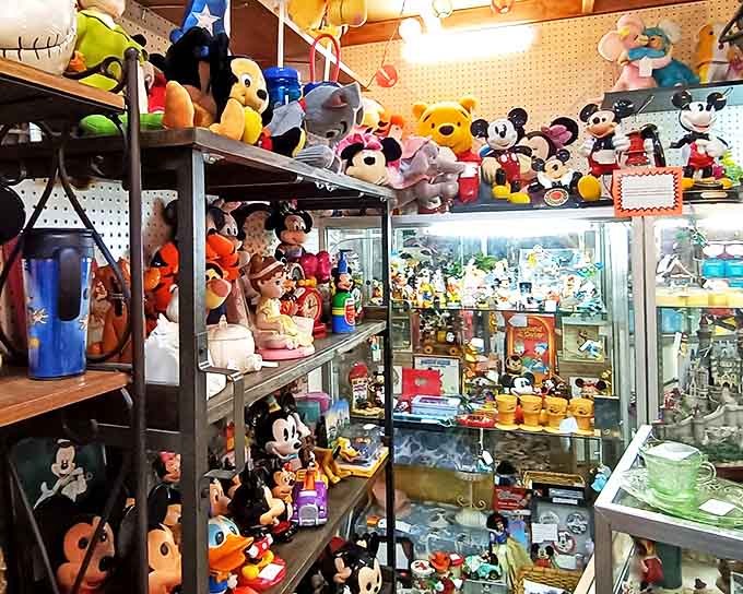 A Disney collector's dream come true! This corner of Charleston Antique Mall houses enough Mickey Mouse memorabilia to make even the most stoic adult squeal with childhood delight.