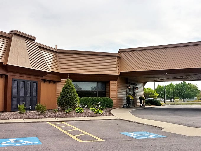 The distinctive A-frame entrance of The Paragon Supper Club stands like a mid-century time capsule, promising culinary nostalgia inside.