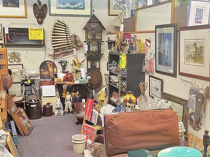 A vendor booth bursting with eclectic treasures &ndash; from artwork to collectibles, each corner reveals another nostalgic discovery waiting to happen.