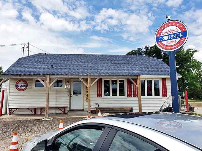 A humble white building with a bold sign that promises more flavor per square foot than most fancy downtown restaurants could dream of delivering.