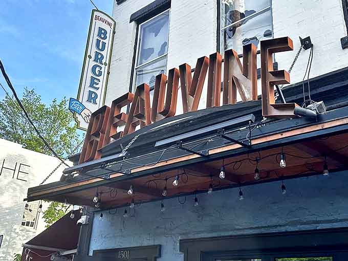 The iconic Beauvine sign stands as a beacon of burger excellence, promising culinary salvation to the hungry masses of Richmond.