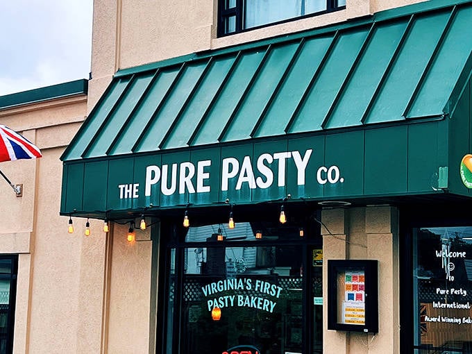 The distinctive green awning and British flag announce this little slice of England on Church Street in Vienna, Virginia.