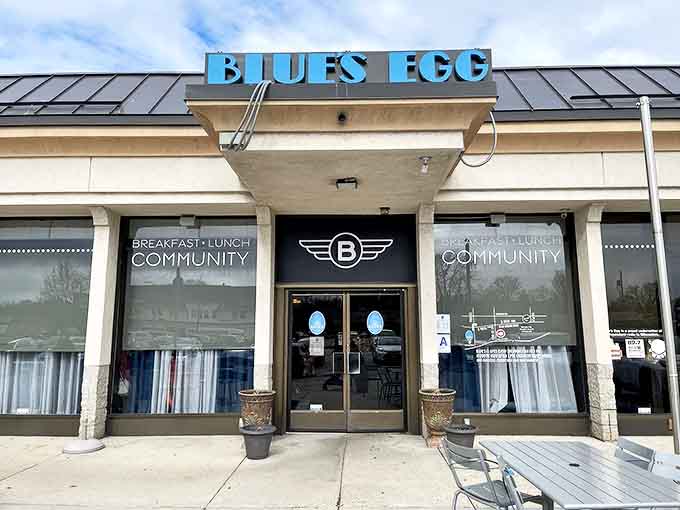The iconic blue signage stands out against Milwaukee skies, promising breakfast delights that'll make your morning infinitely better.