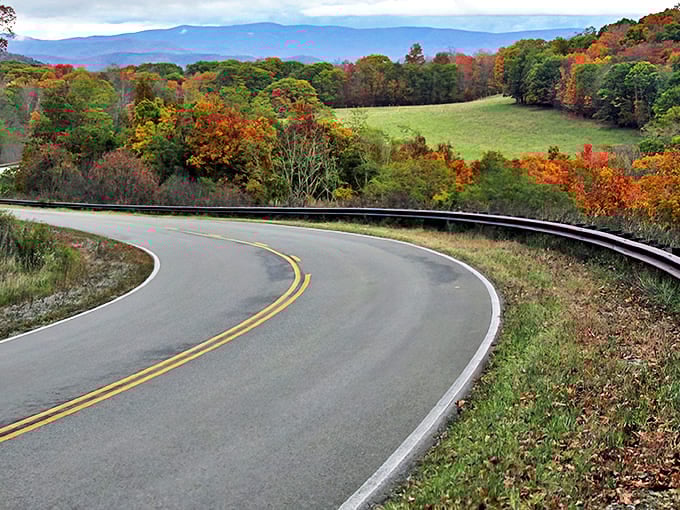 Curves that rival a Hollywood thriller plot twist, with autumn colors providing the perfect supporting cast along West Virginia's most photogenic roadway.