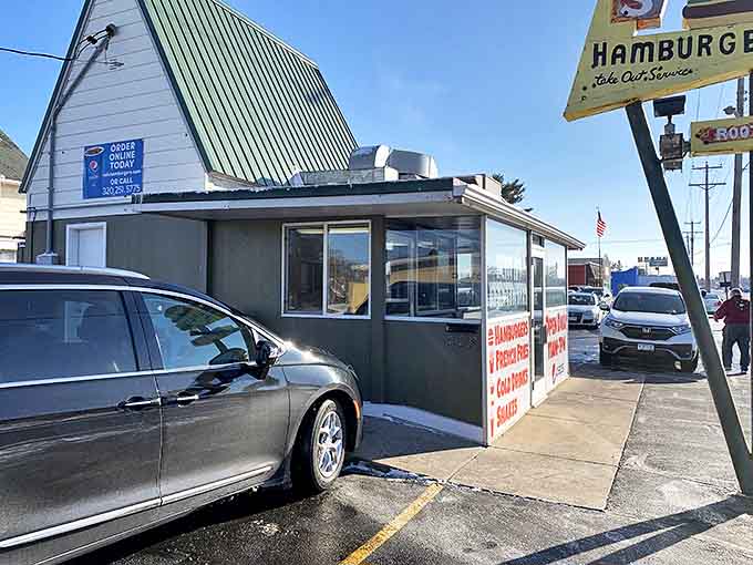The modest exterior belies the burger magic happening inside. No frills, no pretense&mdash;just the promise of honest-to-goodness hamburgers.