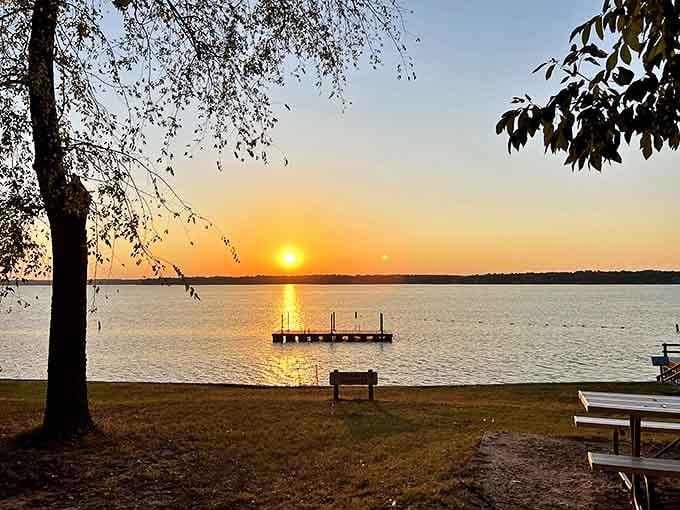 Sunset therapy, Texas-style. That moment when the lake turns to liquid gold and you realize you've found the perfect bench for life's intermission.