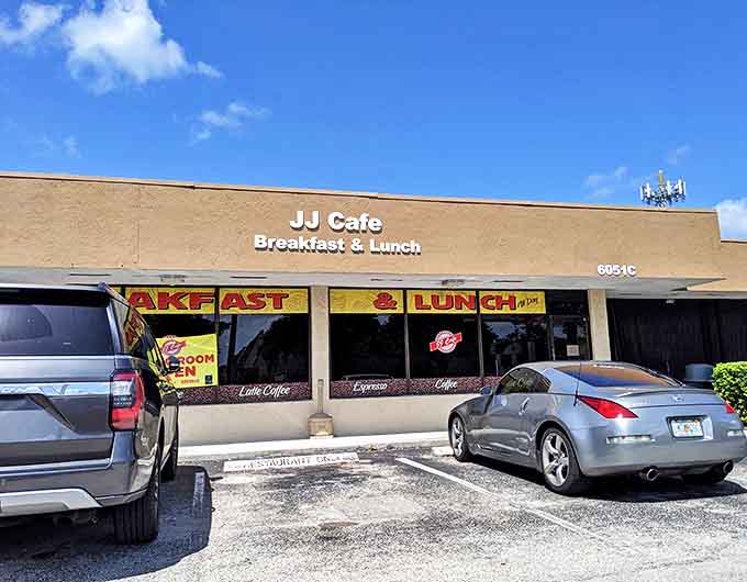 The unassuming yellow storefront of JJ Cafe might not scream "culinary destination," but locals know this Fort Lauderdale gem holds breakfast treasures within.