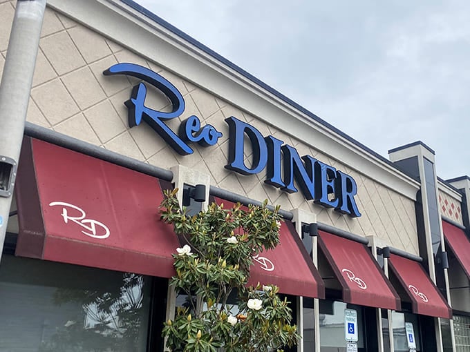 Blue lettering against cream-colored walls&mdash;the Reo's exterior is as classic as a '57 Chevy, promising timeless flavors inside rather than fleeting culinary fads.