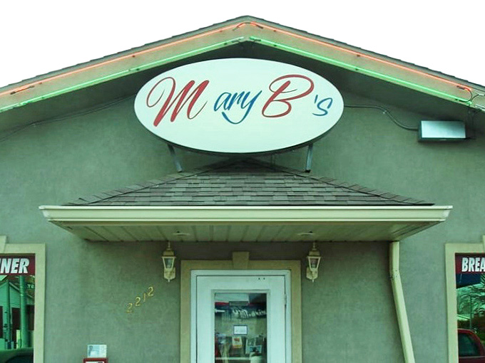 The iconic Mary B's sign welcomes hungry travelers like a beacon of comfort food hope on Pike Street in Parkersburg.