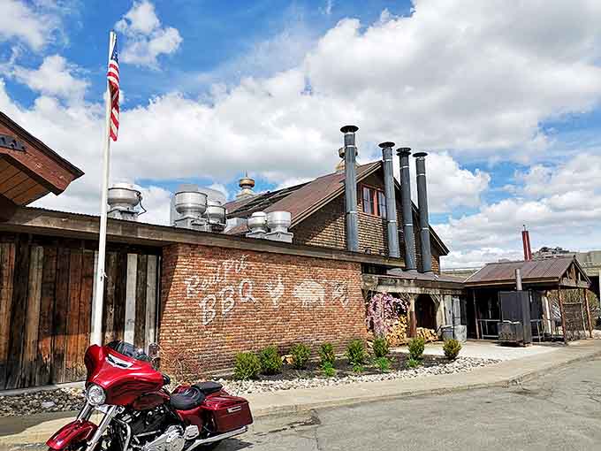 Smoke stacks reaching skyward &ndash; the telltale sign of barbecue magic happening inside Dinosaur's rustic brick fortress in Troy.