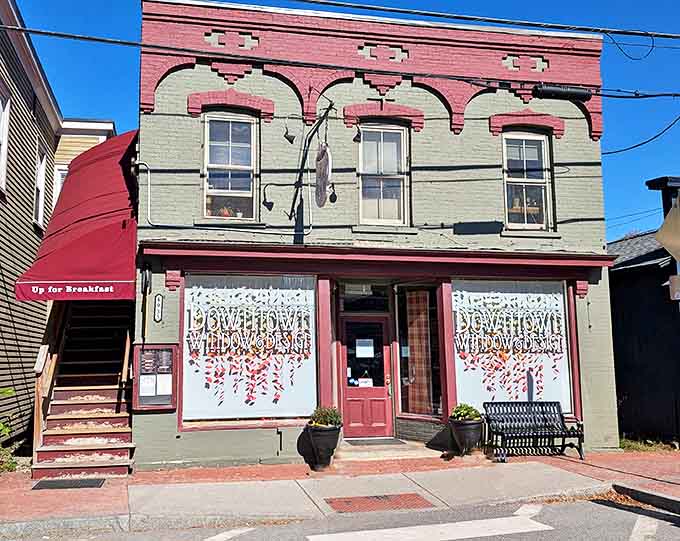 The historic brick fa&ccedil;ade of Up For Breakfast stands proudly in Manchester Center, its red awning beckoning hungry travelers like a breakfast lighthouse guiding ships to shore.