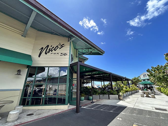 The unassuming exterior of Nico's Pier 38 hides culinary treasures within. Like finding a pearl in an oyster, the real magic happens inside.