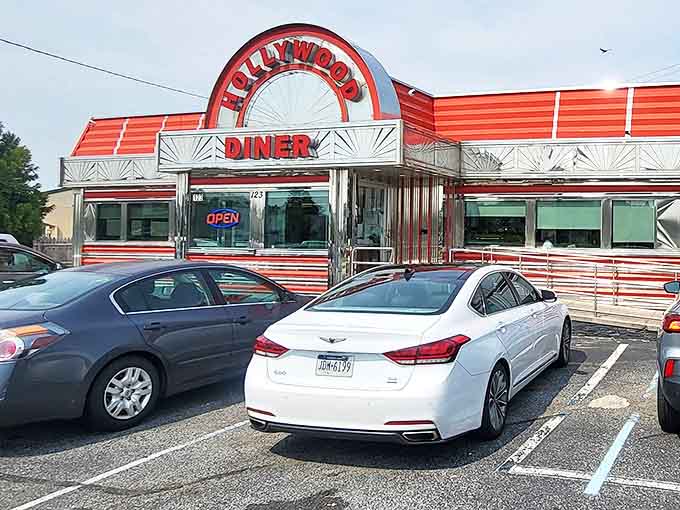 Morning sunshine glints off the Hollywood Diner's polished chrome facade &ndash; where breakfast dreams come true and diet plans go to die, gloriously.