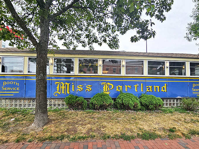 The royal blue exterior of Miss Portland Diner gleams in the sunlight like a time machine disguised as a railcar. Maine's answer to comfort food royalty.