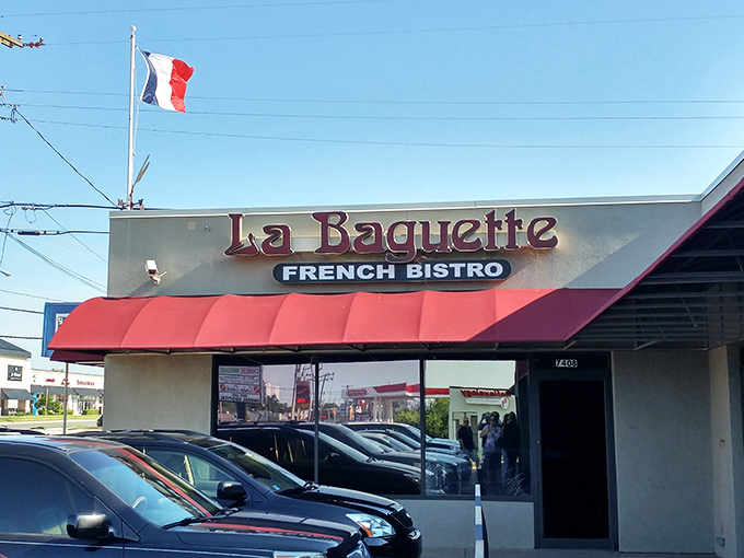 La Baguette stands proudly on May Avenue, the French flag a cheerful reminder that good bread knows no borders.