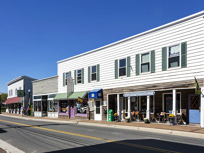 Chincoteague's charming Main Street showcases the independent shops and caf&eacute;s that give this coastal town its authentic character.