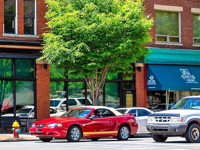 Brick storefronts with vibrant awnings line Ashland's downtown, where classic American cars still cruise past as if time decided to take a leisurely detour.