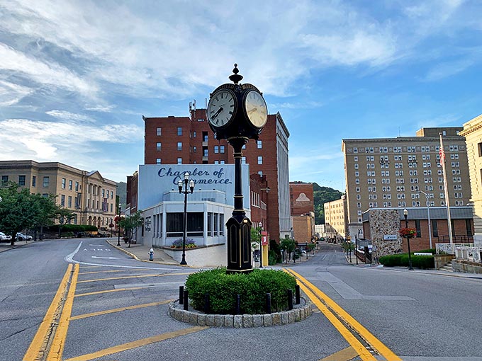 The town clock stands sentinel in Bluefield's heart, marking time at a pace that feels refreshingly unhurried.