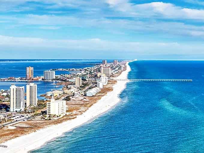 Pensacola's stunning coastline where affordable beachfront living meets emerald waters – paradise without the premium price tag.