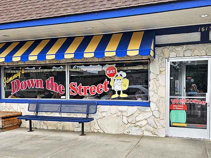 That cartoon chef holding the "EAT" sign isn't just making a suggestion &ndash; he's offering life advice worth following at Jimmy's Down the Street.