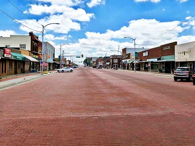 Brick-paved Main Street stretches toward the horizon like a russet runway, inviting you to slow down and savor small-town charm.