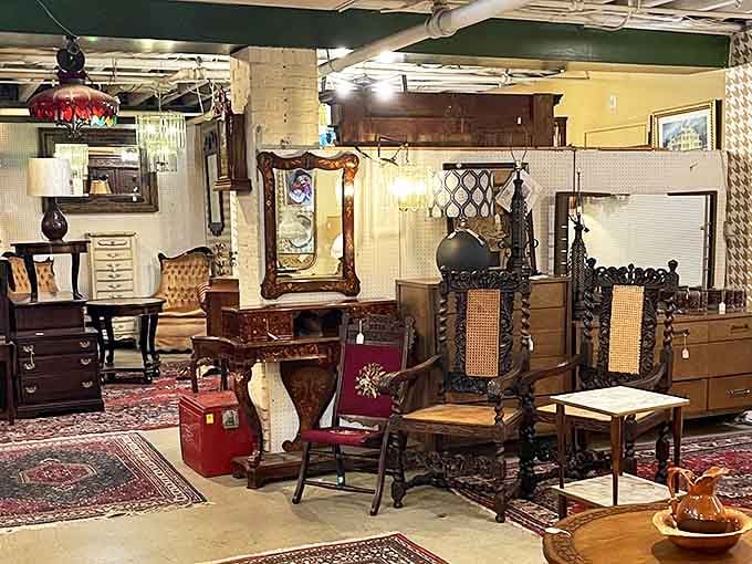 Elegance from another era awaits in this furniture vignette. Those ornate mirrors don't just reflect light&mdash;they reflect decades of craftsmanship and stories.
