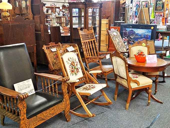Rocking chairs with personality! These vintage beauties aren't just furniture&mdash;they're time machines waiting to transport you back to Grandma's front porch.