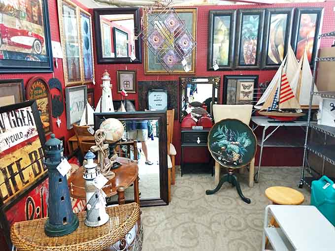 A nautical wonderland awaits! Model lighthouses and sailboats create a maritime escape that would make Popeye drop his spinach in awe.