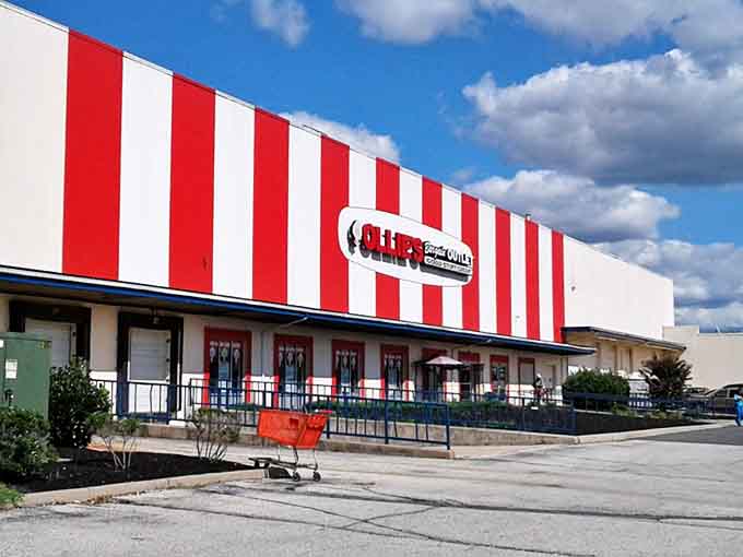 Blue skies and bargains await as Ollie's distinctive red and white facade beckons to savvy shoppers like a lighthouse for the budget-conscious.