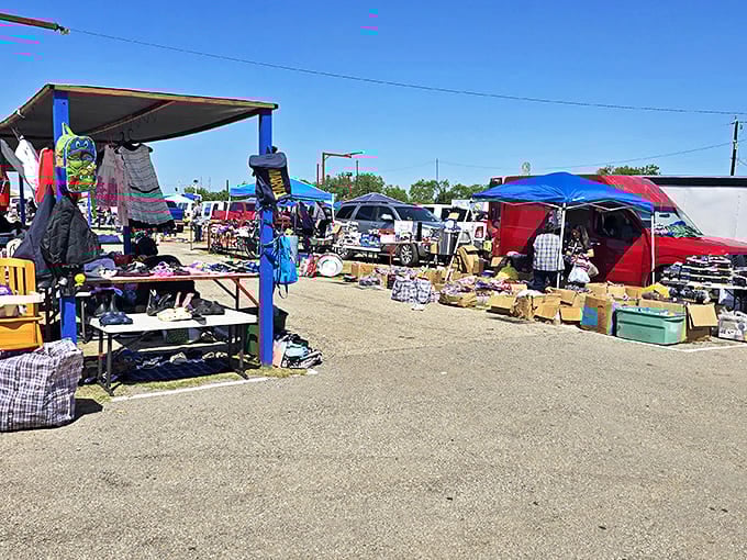 Colorful tents and tables create a maze where every turn reveals another potential treasure waiting patiently.