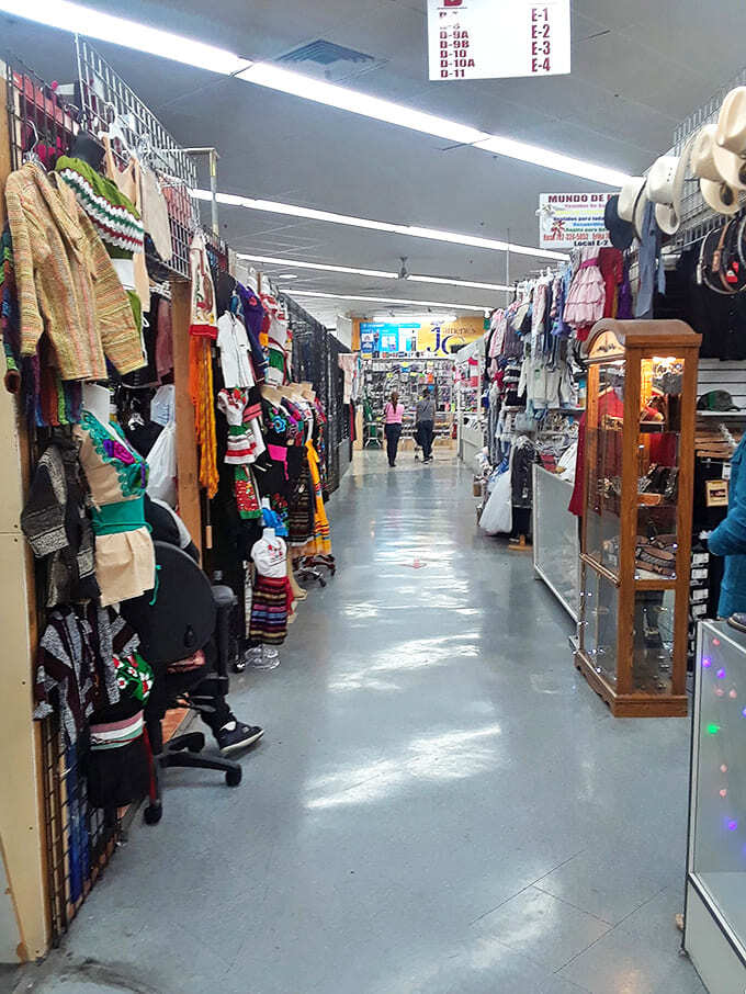 Narrow aisles packed with possibility—where one person's "I don't need this anymore" becomes another's "I've been looking everywhere for this!"